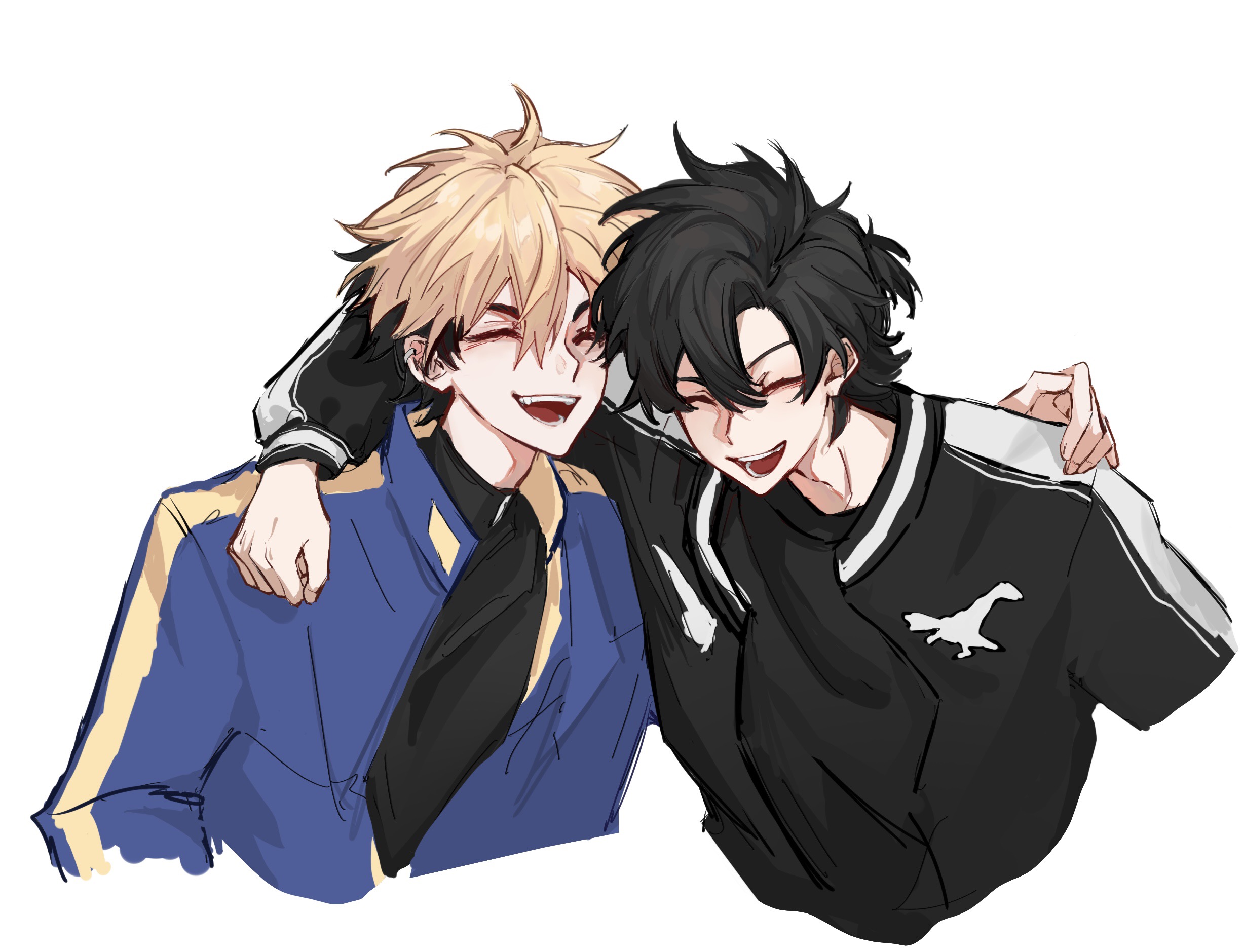 The Big ImageBoard (TBIB) - 2boys :d ^ ^ arm around neck arm around shoulder black hair black ...