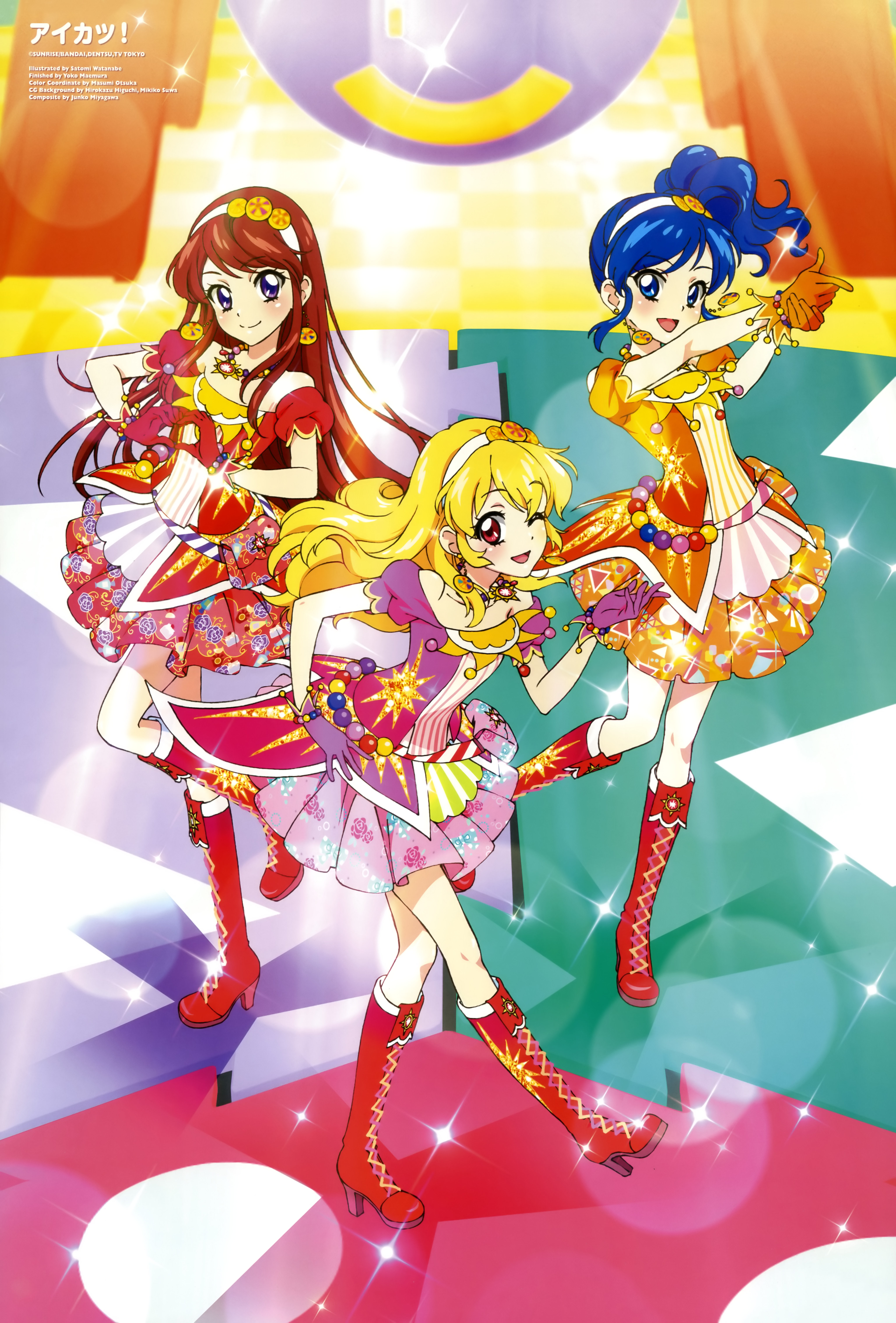 The Big ImageBoard (TBIB) - 3girls :d ;d absurdres aikatsu! aikatsu! (series) animage blonde ...