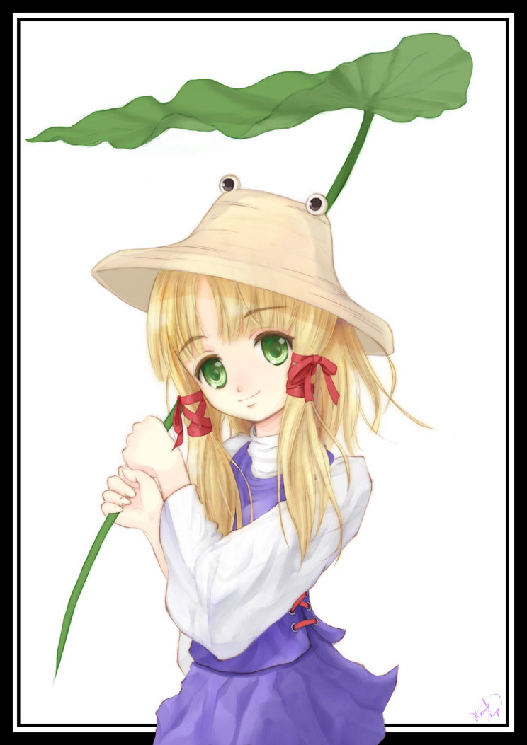 The Big ImageBoard (TBIB) - 1girl bad id bad pixiv id blonde hair green eyes hat leaf leaf ...