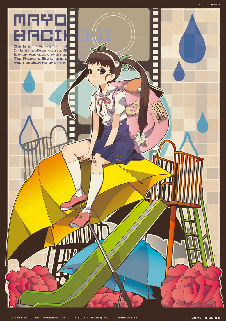 The Big ImageBoard (TBIB) - 1girl backpack bad id bad pixiv id bag bandaid bandaid on knee ...