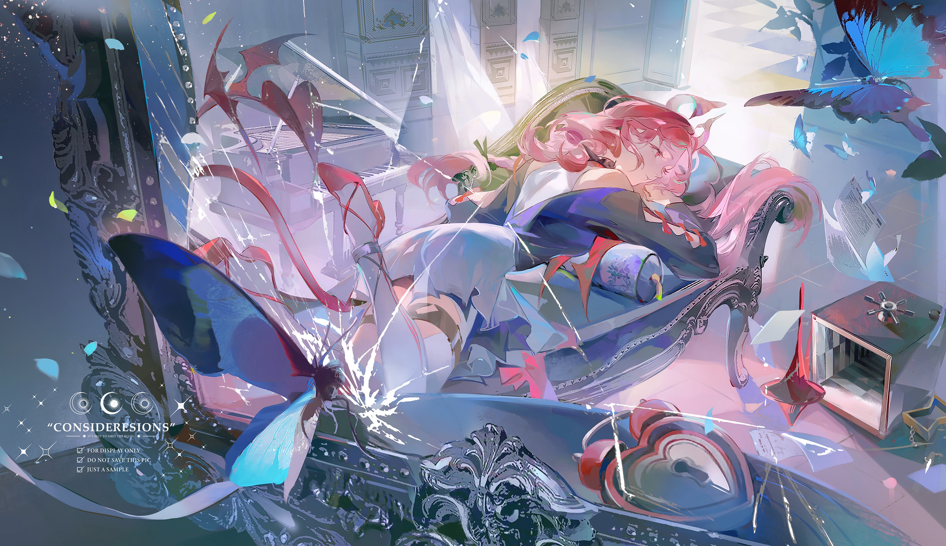 The Big ImageBoard (TBIB) - 1girl blue butterfly broken glass broken ...