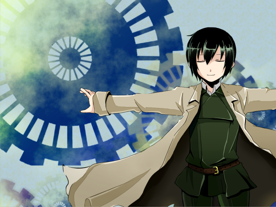 The Big ImageBoard (TBIB) - 1girl belt black hair closed eyes coat ...