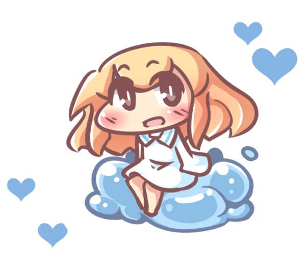 The Big ImageBoard (TBIB) - 1girl blonde hair brown eyes chibi commentary request dress heart ...