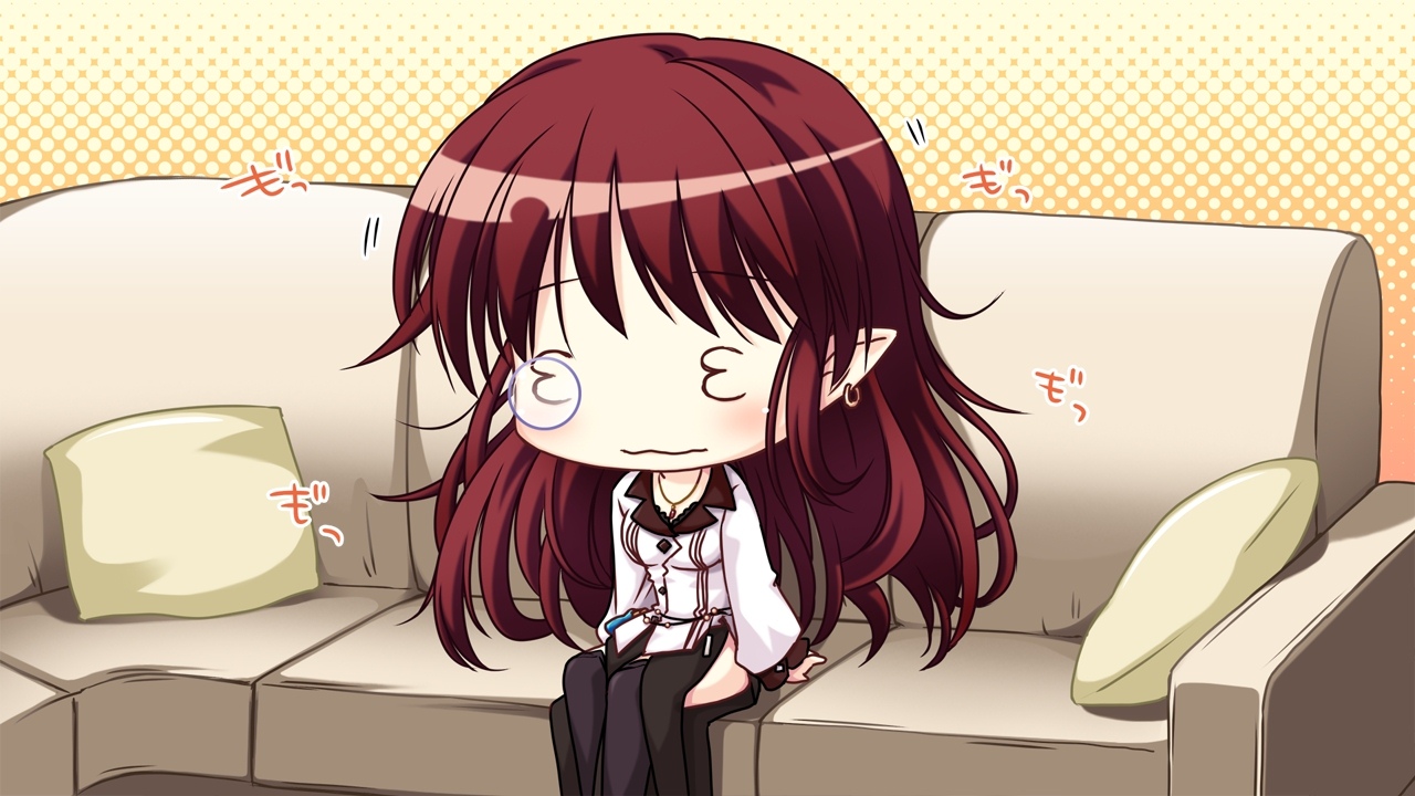 The Big ImageBoard (TBIB) - 1girl brown hair chibi couch game cg kagami ...