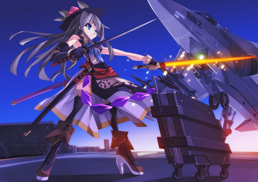 The Big ImageBoard (TBIB) - 1girl aircraft airplane airport alternate costume alternate hair ...