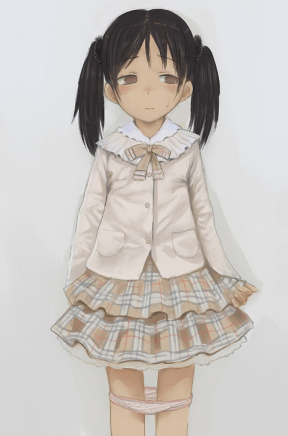 The Big Imageboard Tbib Black Hair Blush Bow Bow Panties Brown Eyes