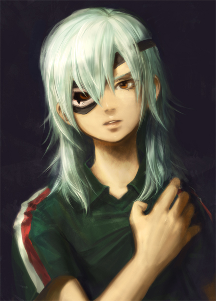 The Big ImageBoard (TBIB) - 1boy black background brown eyes chickenb ...