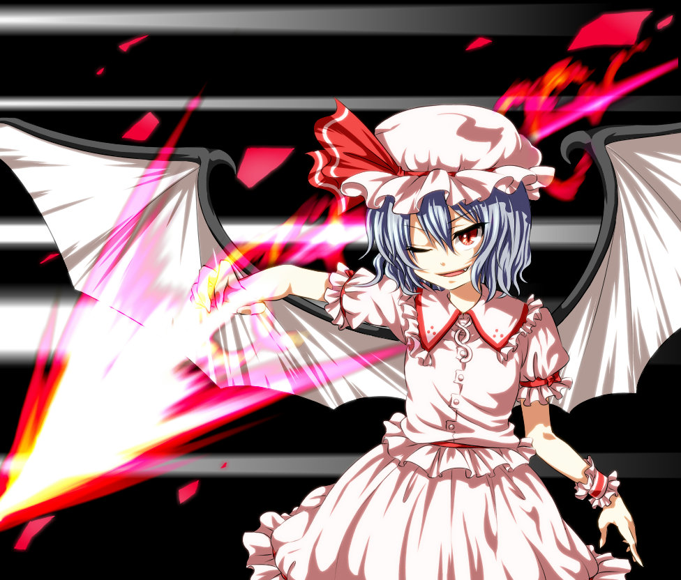 The Big Imageboard Tbib Bat Wings Blue Hair Bow Fang Hat Hat Bow