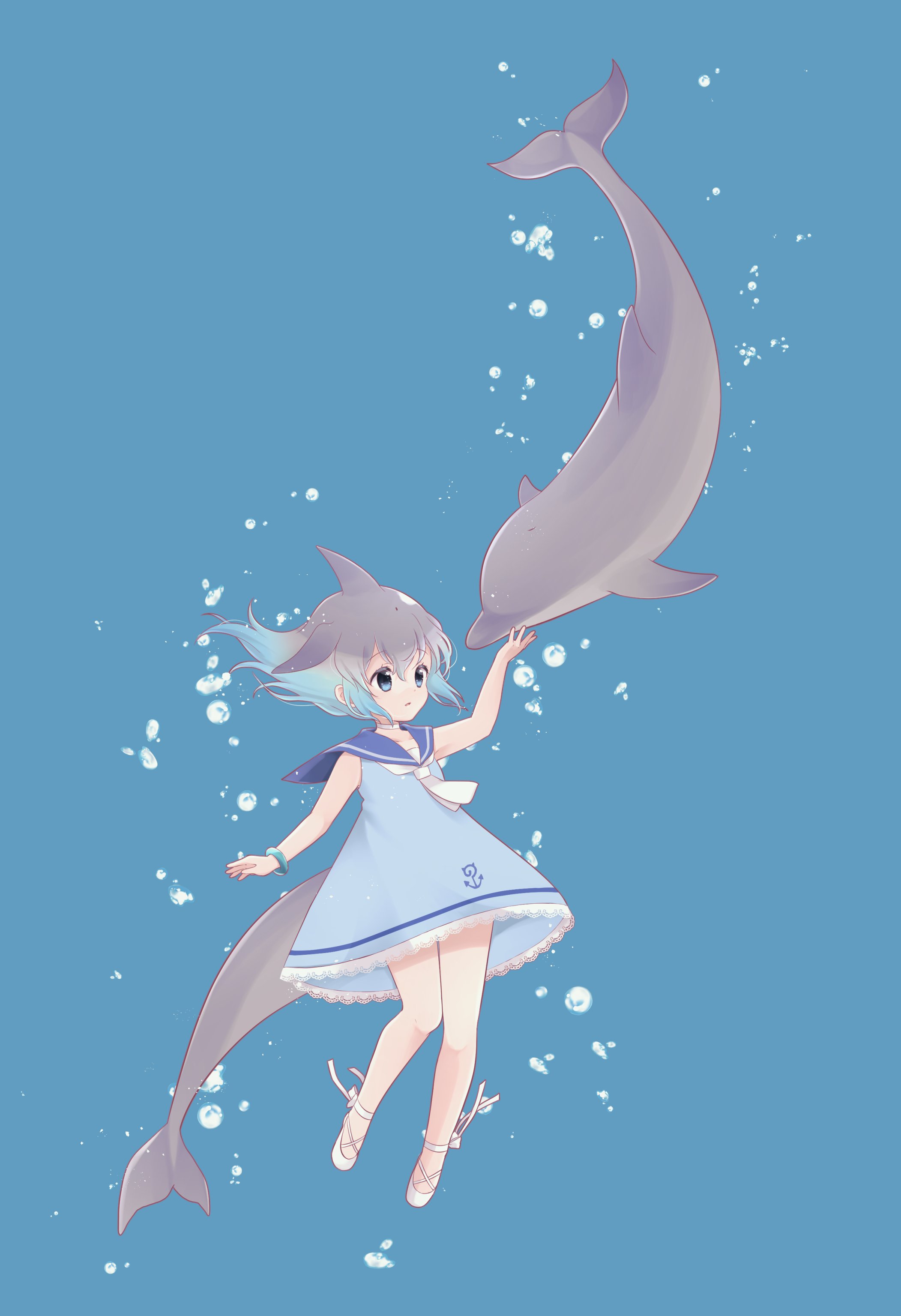 The Big ImageBoard (TBIB) - 1girl absurdres animal blue background blue ...