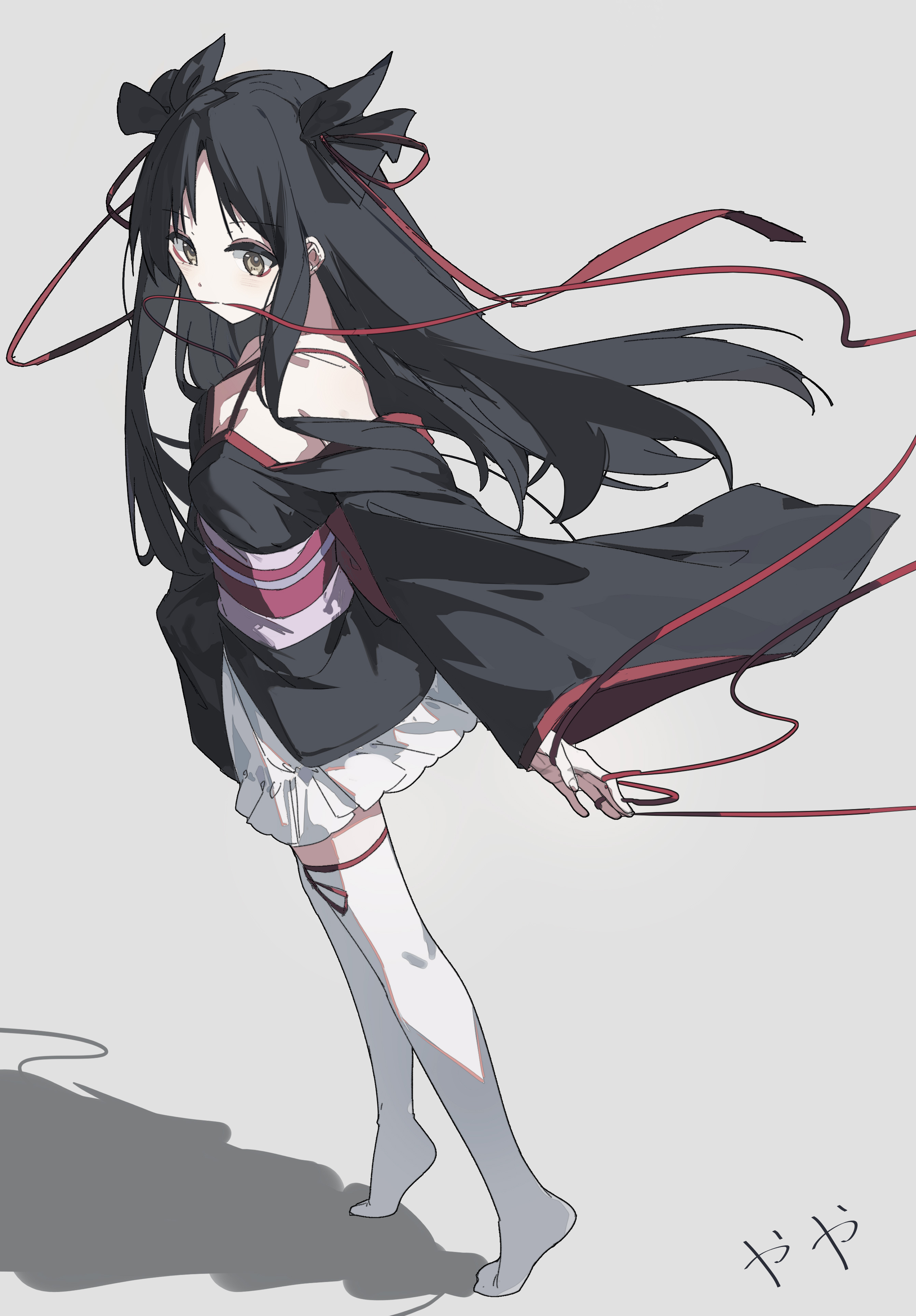 The Big ImageBoard (TBIB) - absurdres black hair black kimono commentary hair ornament hair ...