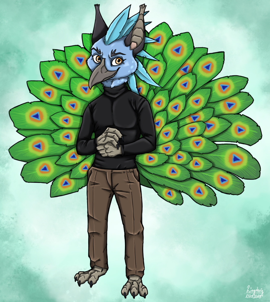 The Big Imageboard Tbib Anthro Avian Bird Blue Body Blue Fur Feathers Fur Galliform Green