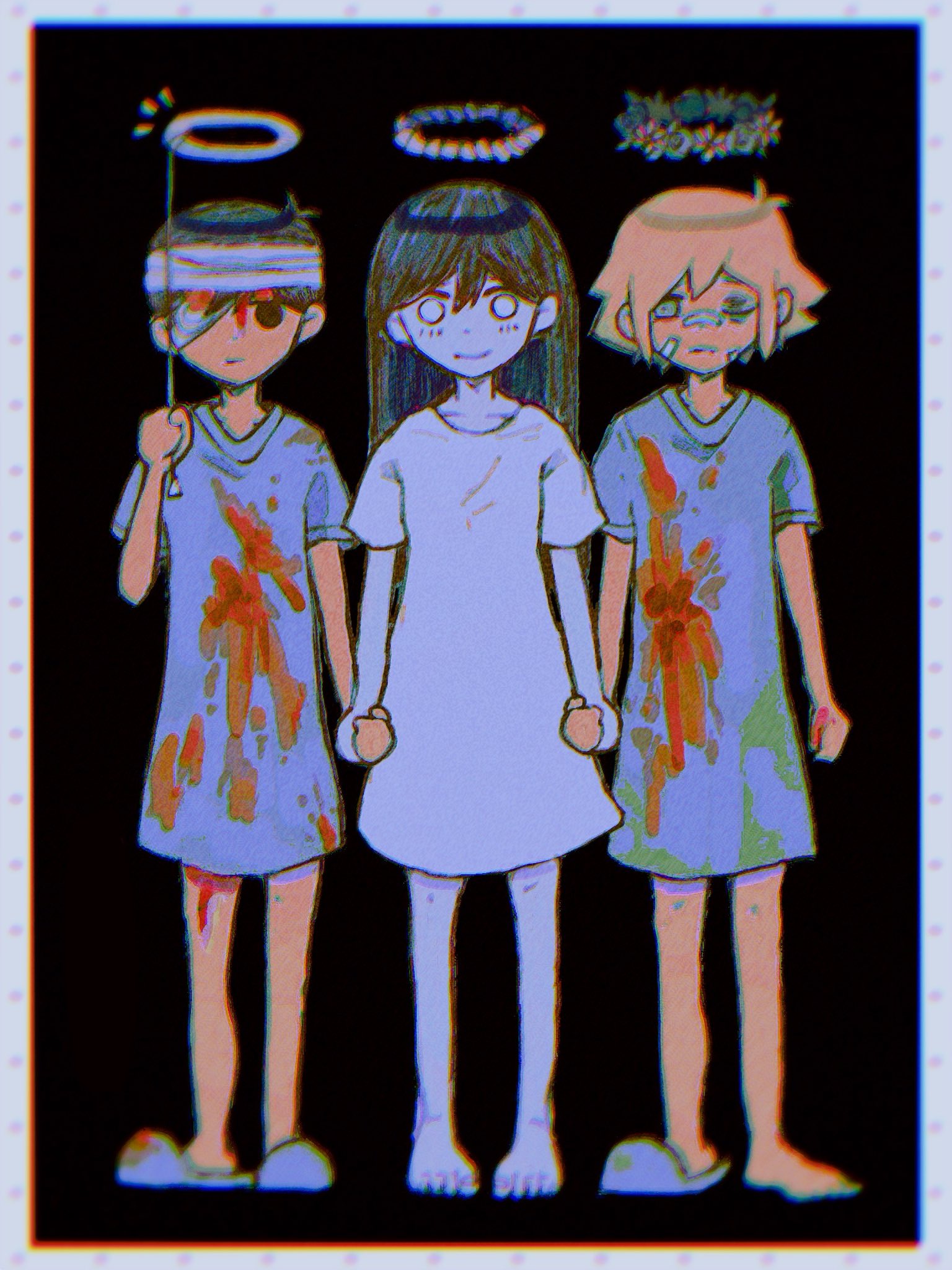 The Big ImageBoard (TBIB) - 1girl 2boys bandage over one eye bandages ...