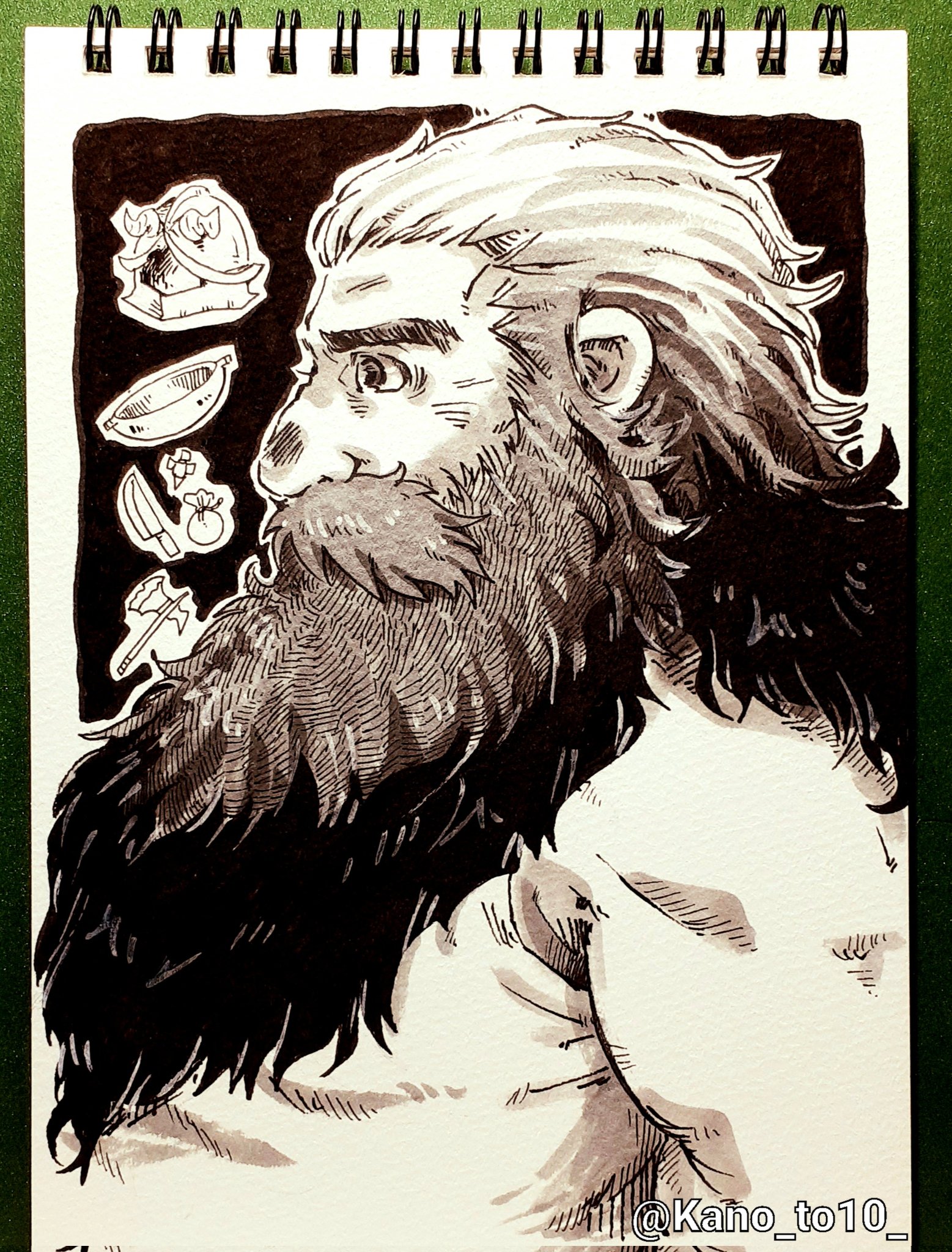 The Big ImageBoard (TBIB) - 1boy bara beard brown hair brown theme ...