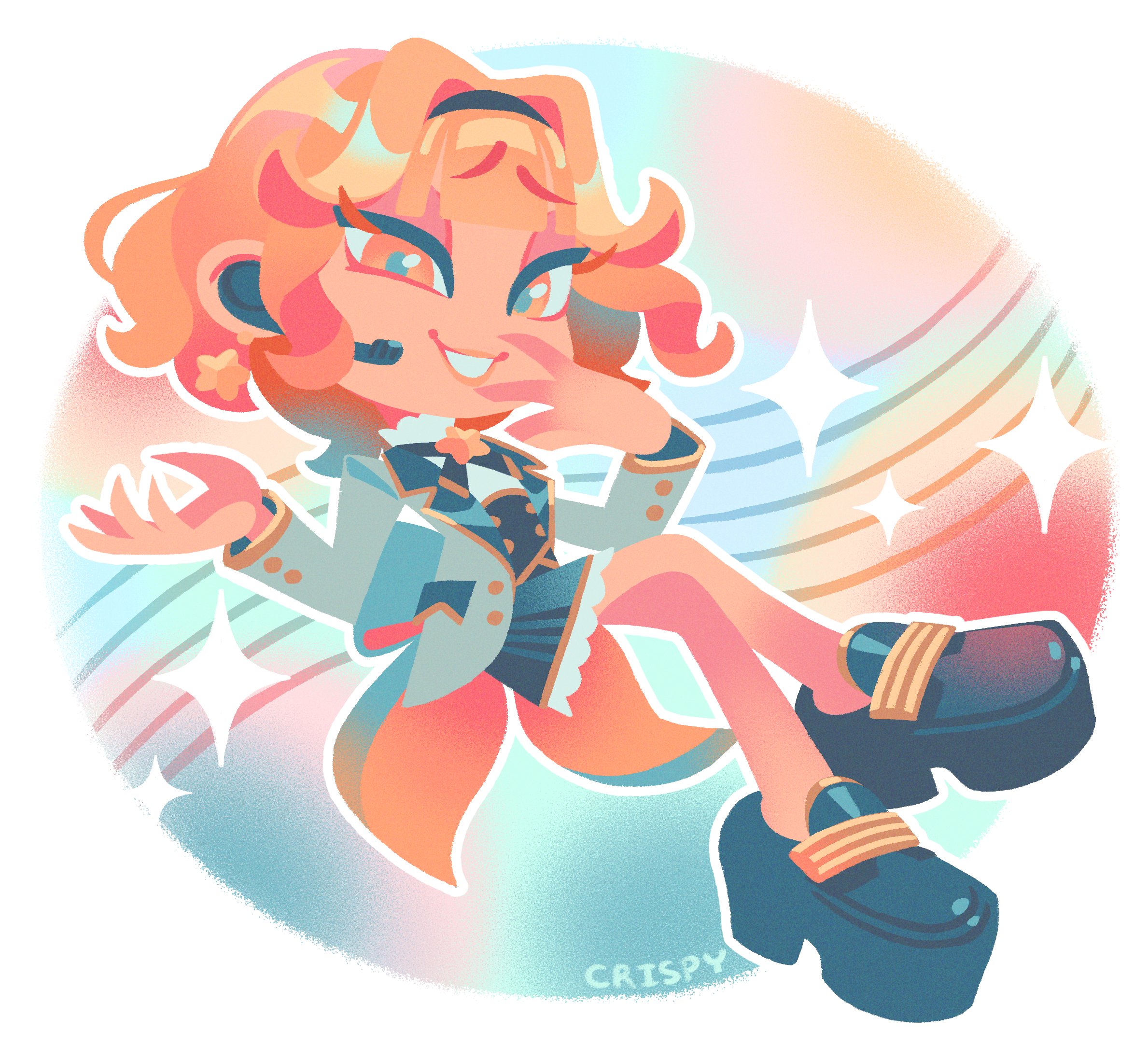 The Big ImageBoard (TBIB) - 1girl aqua skirt artist name black footwear blazer blue jacket ...