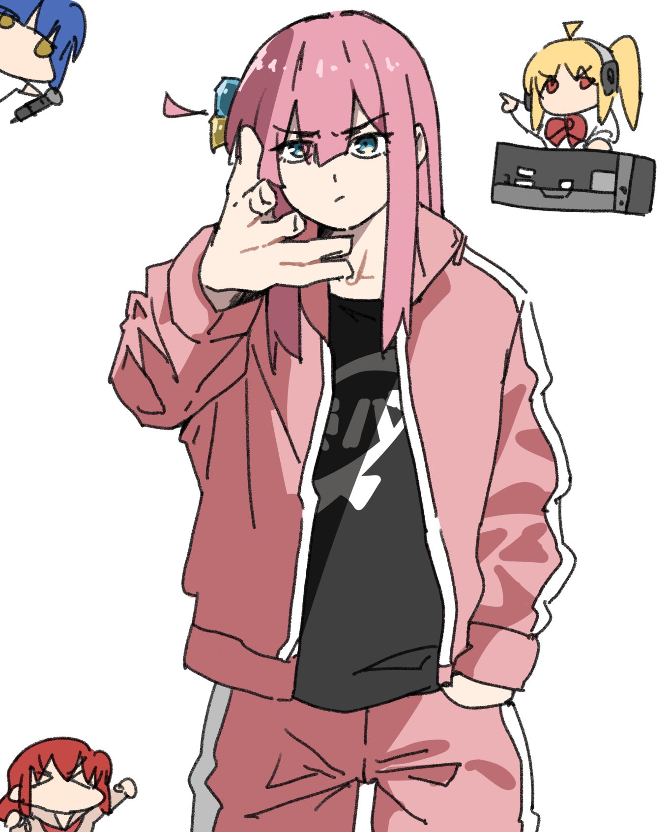 The Big ImageBoard (TBIB) - 4girls black shirt blue eyes bocchi the ...