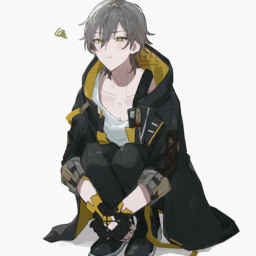 The Big ImageBoard (TBIB) - 1boy artist name black coat black footwear ...