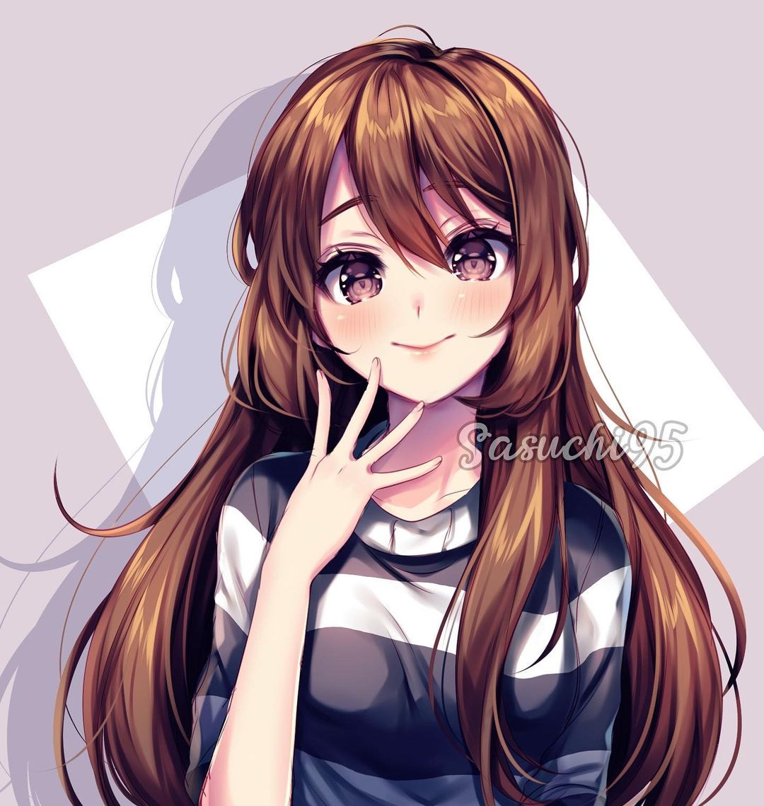 The Big ImageBoard (TBIB) - 1girl artist name black sweater blush breasts brown eyes brown hair ...