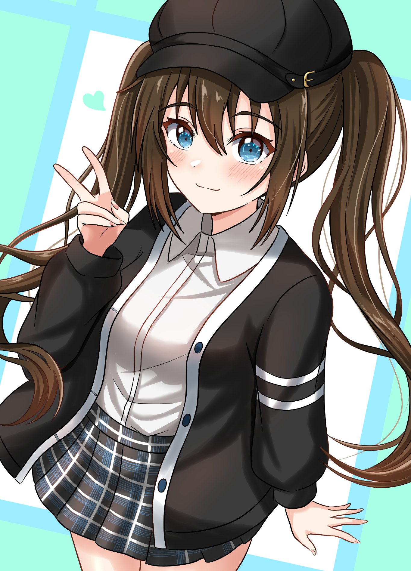 The Big ImageBoard (TBIB) - 1girl black hat black jacket black sleeves blue eyes brown hair ...