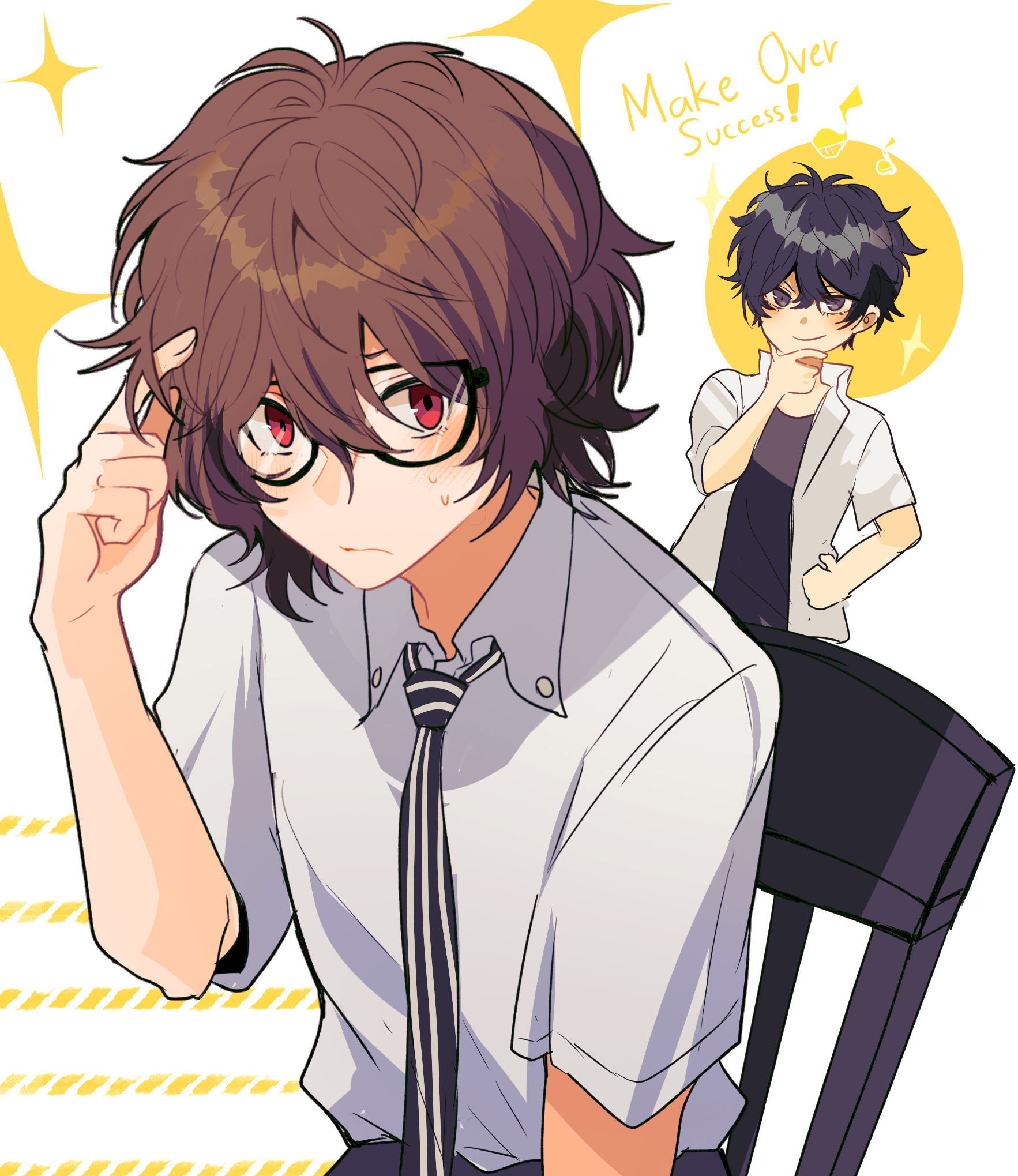 The Big ImageBoard (TBIB) - 2boys akechi gorou amamiya ren bespectacled black eyes black hair ...