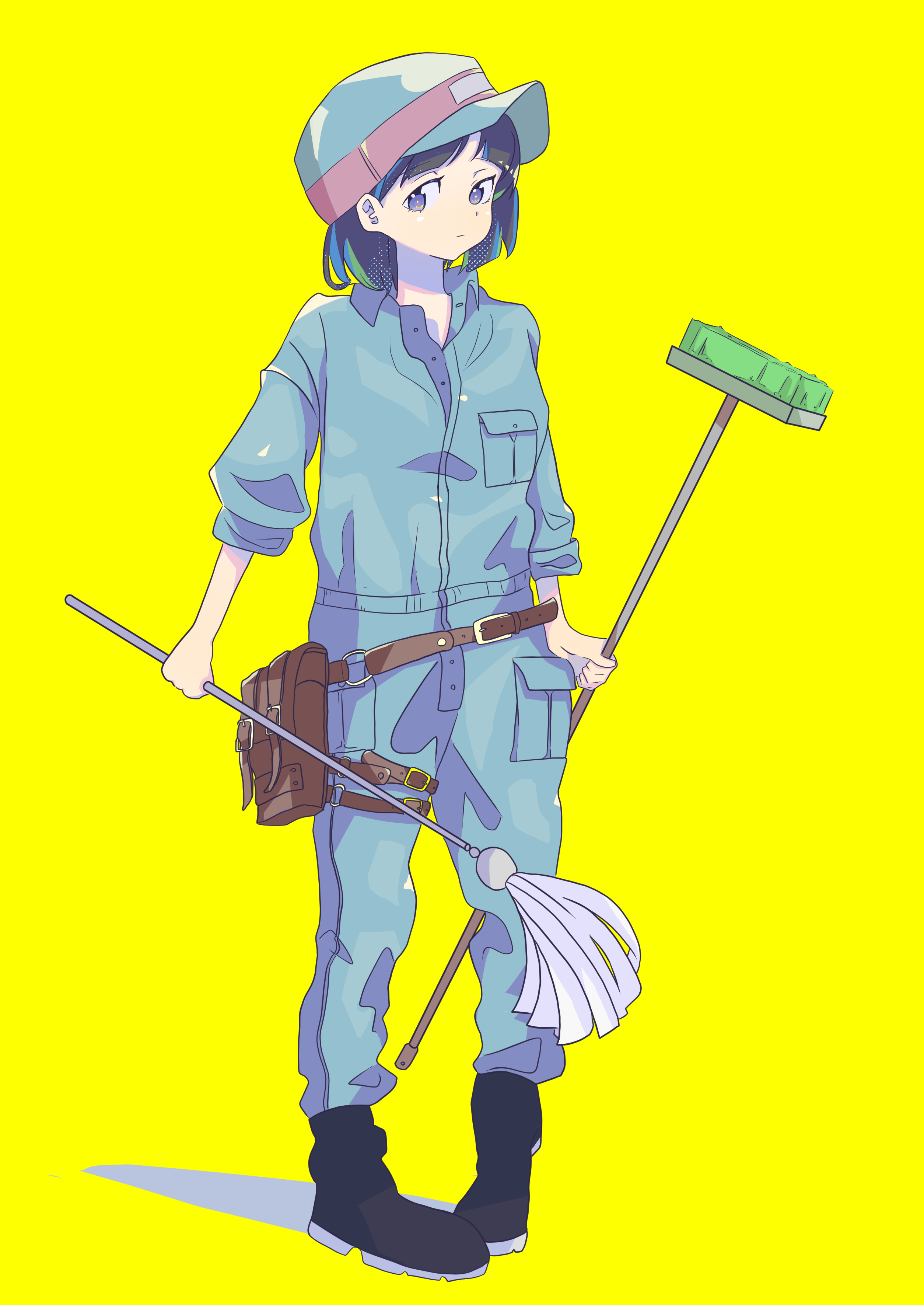 The Big ImageBoard (TBIB) - 1girl absurdres belt black footwear black hair blue eyes blue hat ...