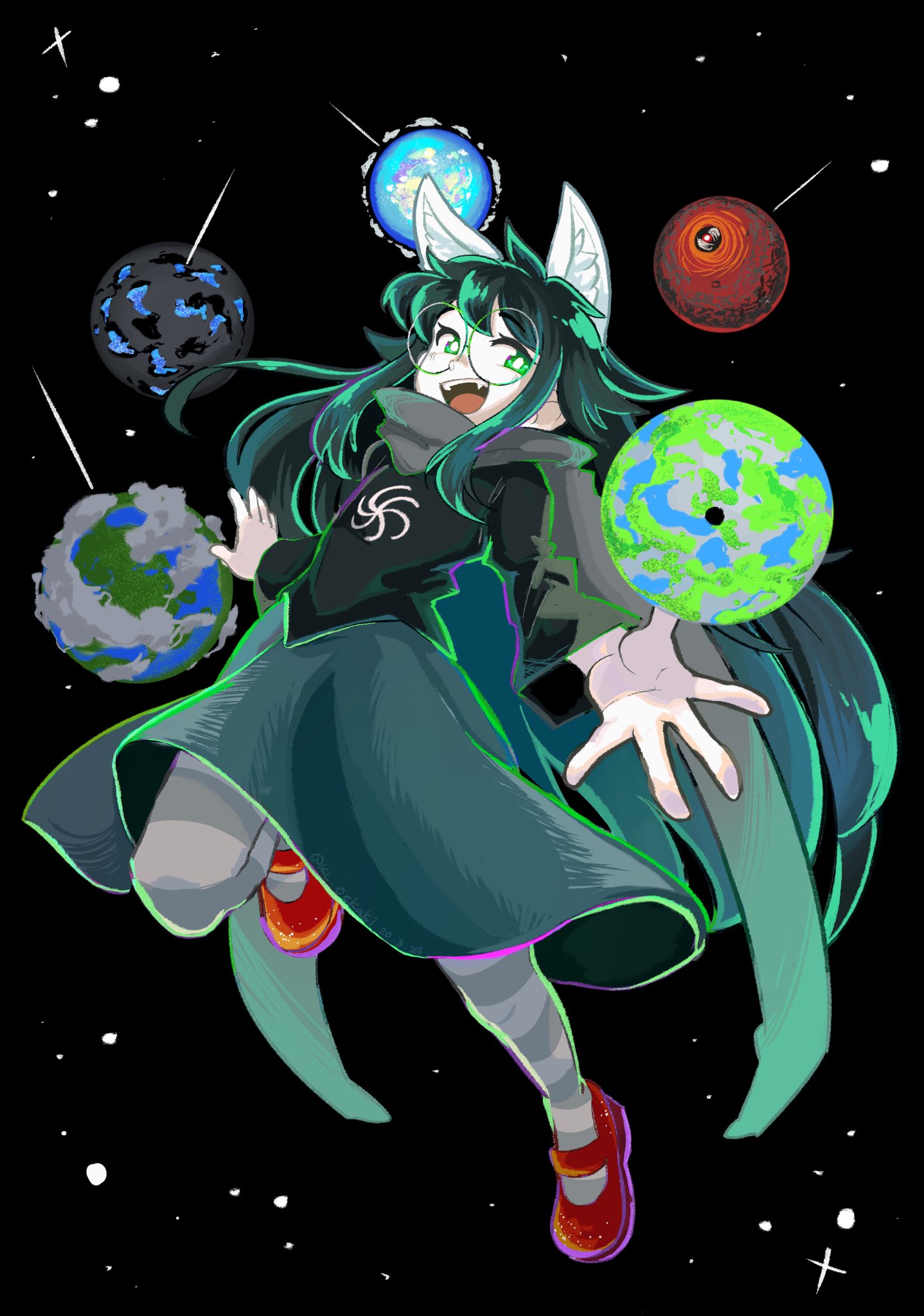 The Big ImageBoard (TBIB) - 1girl animal ears black background black ...