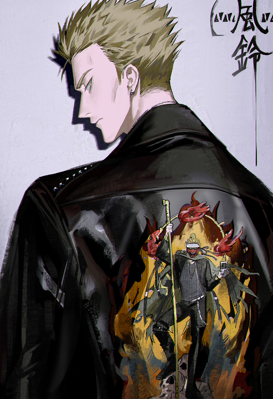 The Big ImageBoard (TBIB) - 1boy 77ho belt black jacket black pants blonde hair closed mouth ...