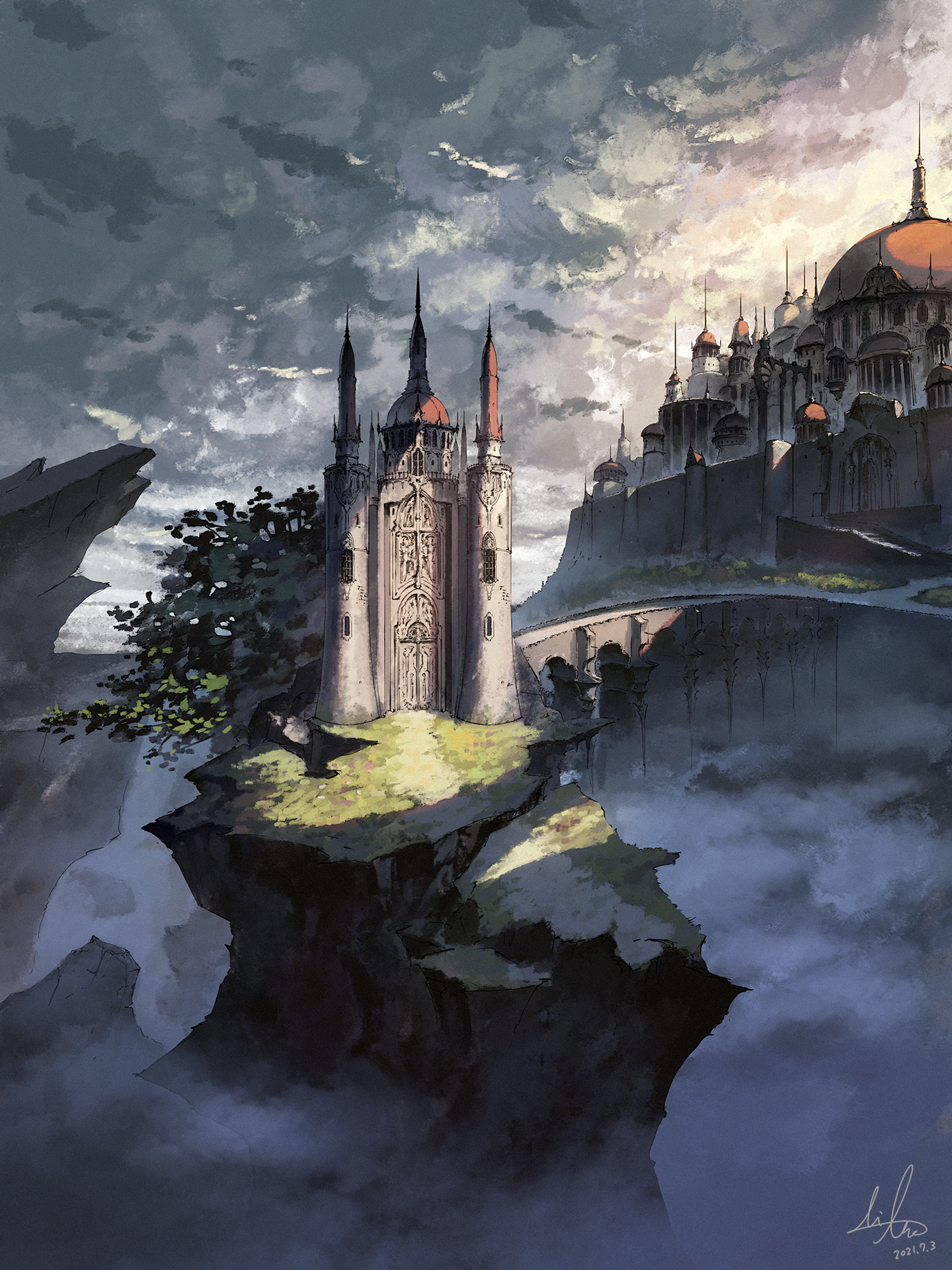 The Big ImageBoard (TBIB) - bridge building cliff cloud cloudy sky day ...