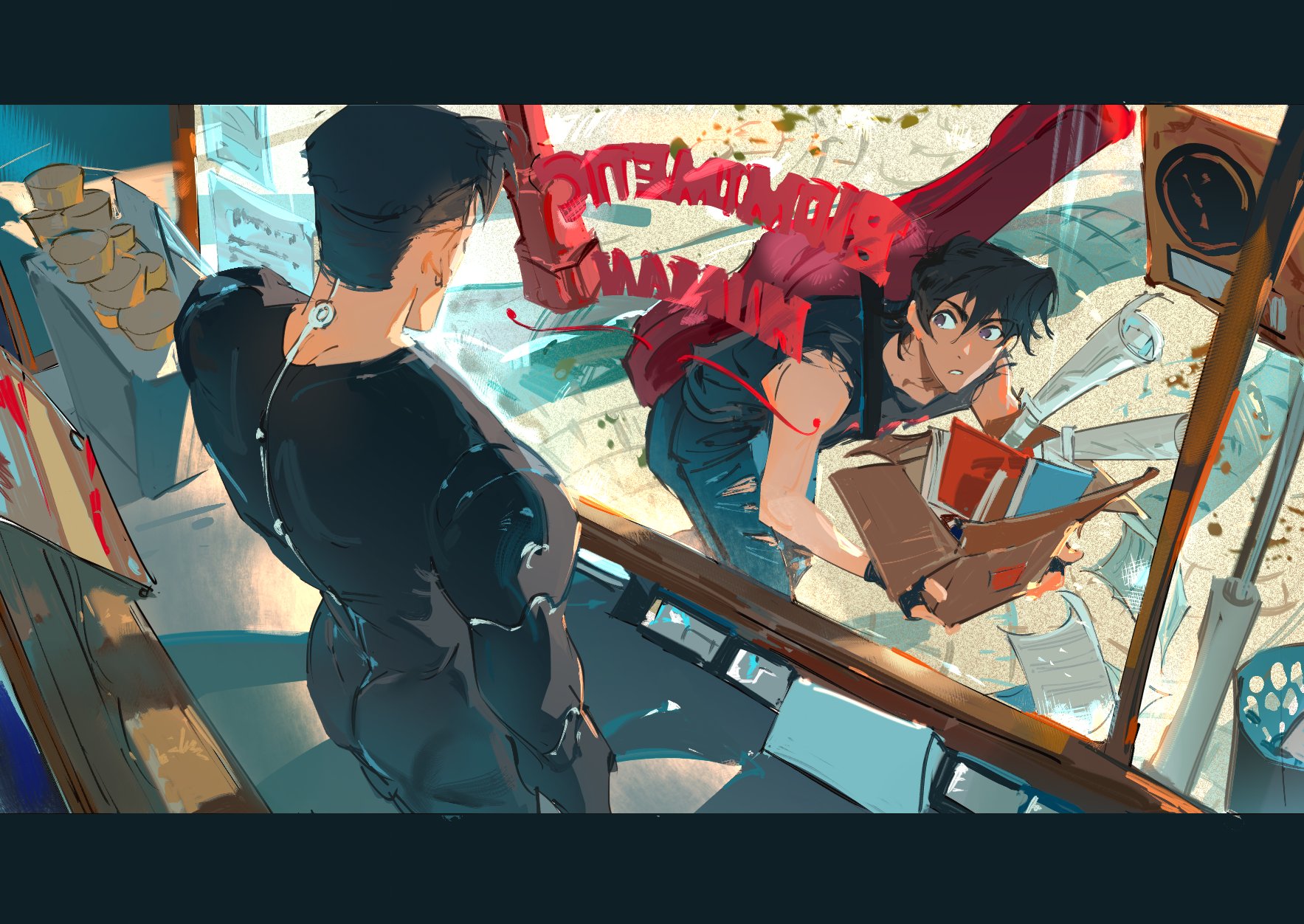 The Big ImageBoard (TBIB) - 2boys alternate universe atie1225 bare shoulders black eyes black ...