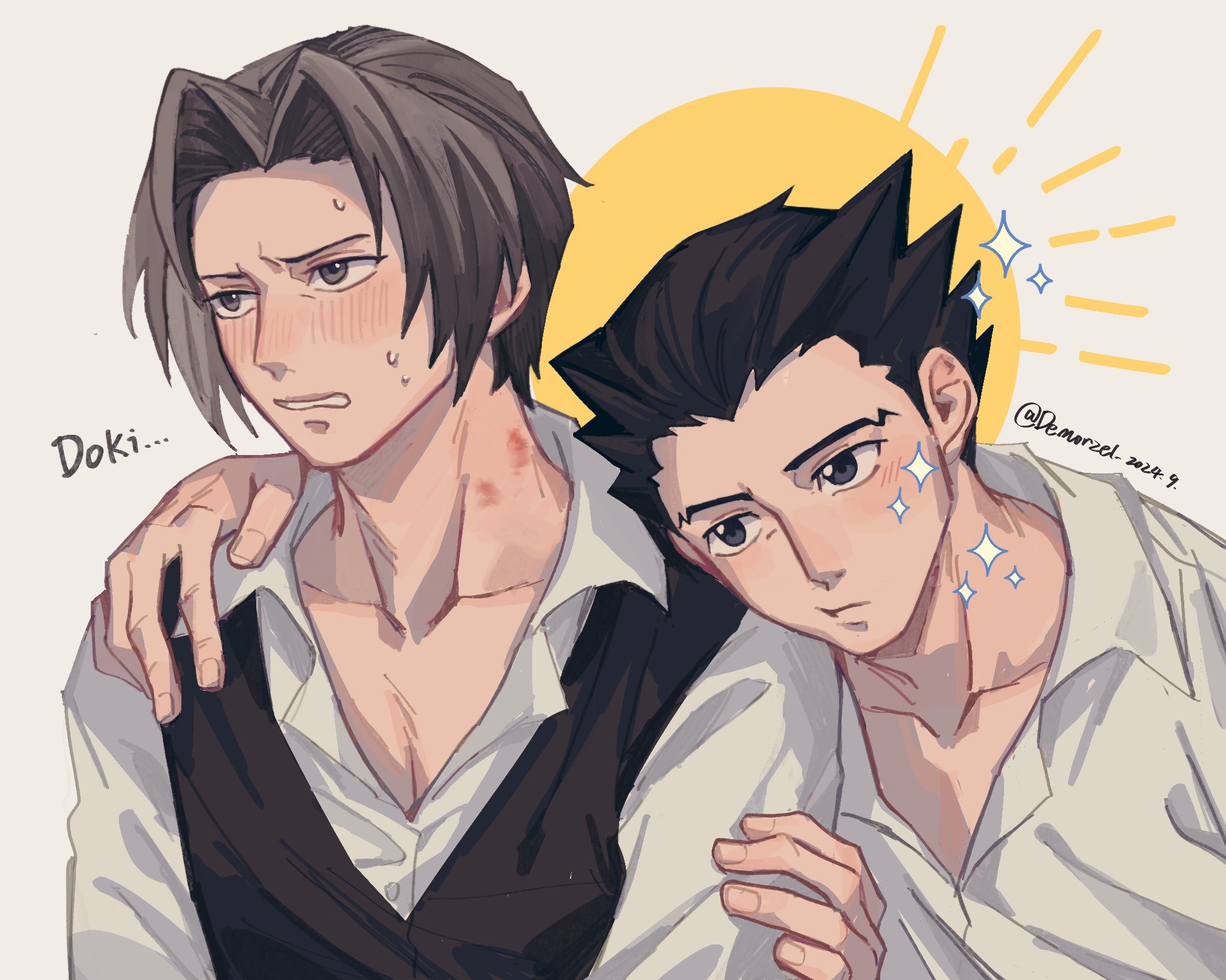 The Big ImageBoard (TBIB) - 2boys ace attorney begging black hair black ...