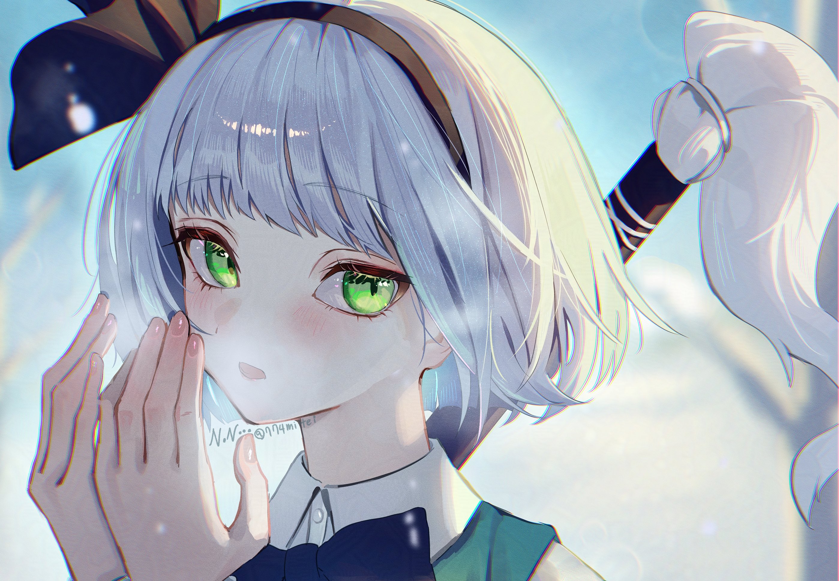 The Big ImageBoard (TBIB) - 1girl 774mitei artist name black bow black bowtie black hairband ...