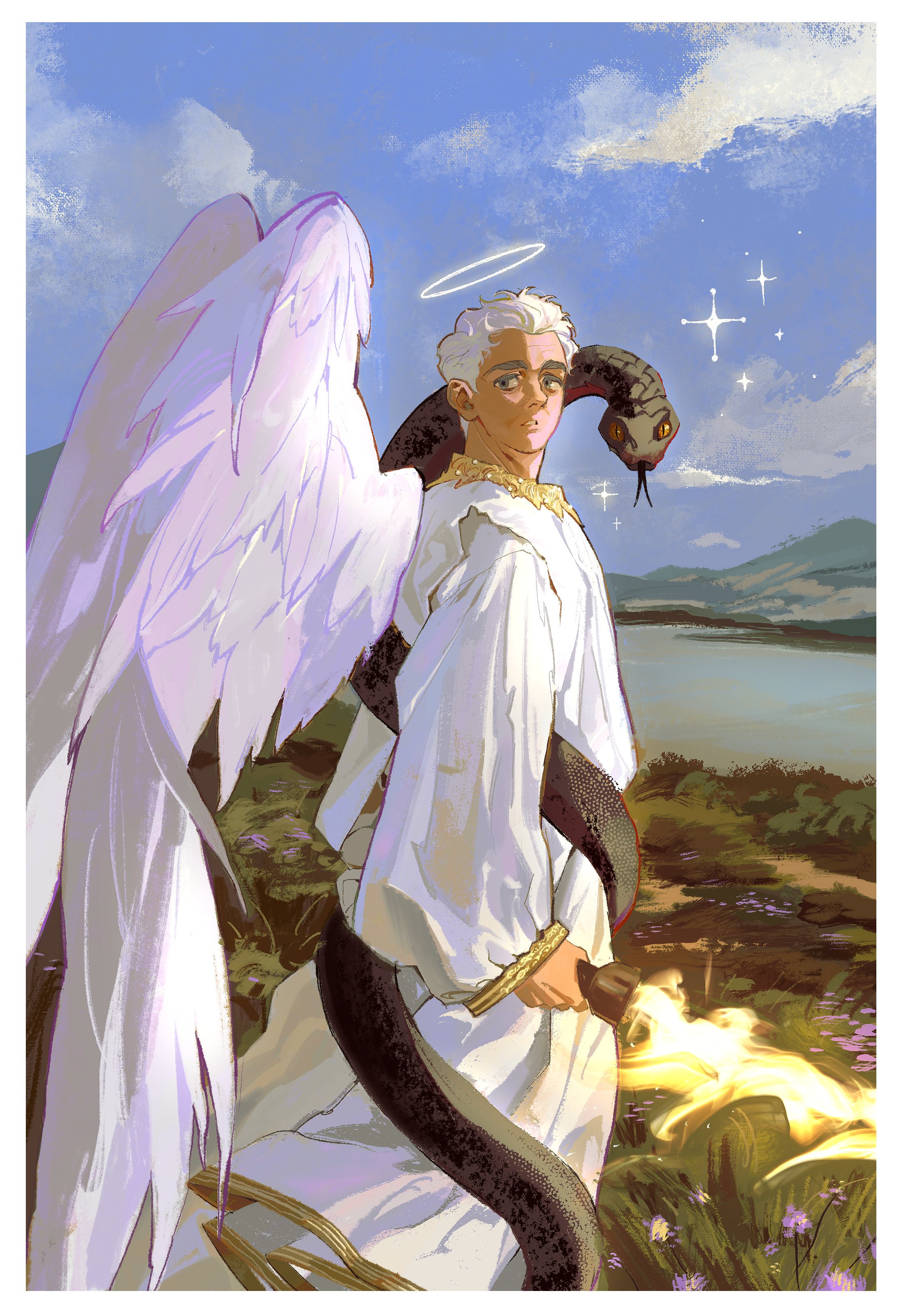 The Big ImageBoard (TBIB) - 1boy absurdres angel angel wings animalization aziraphale (good ...