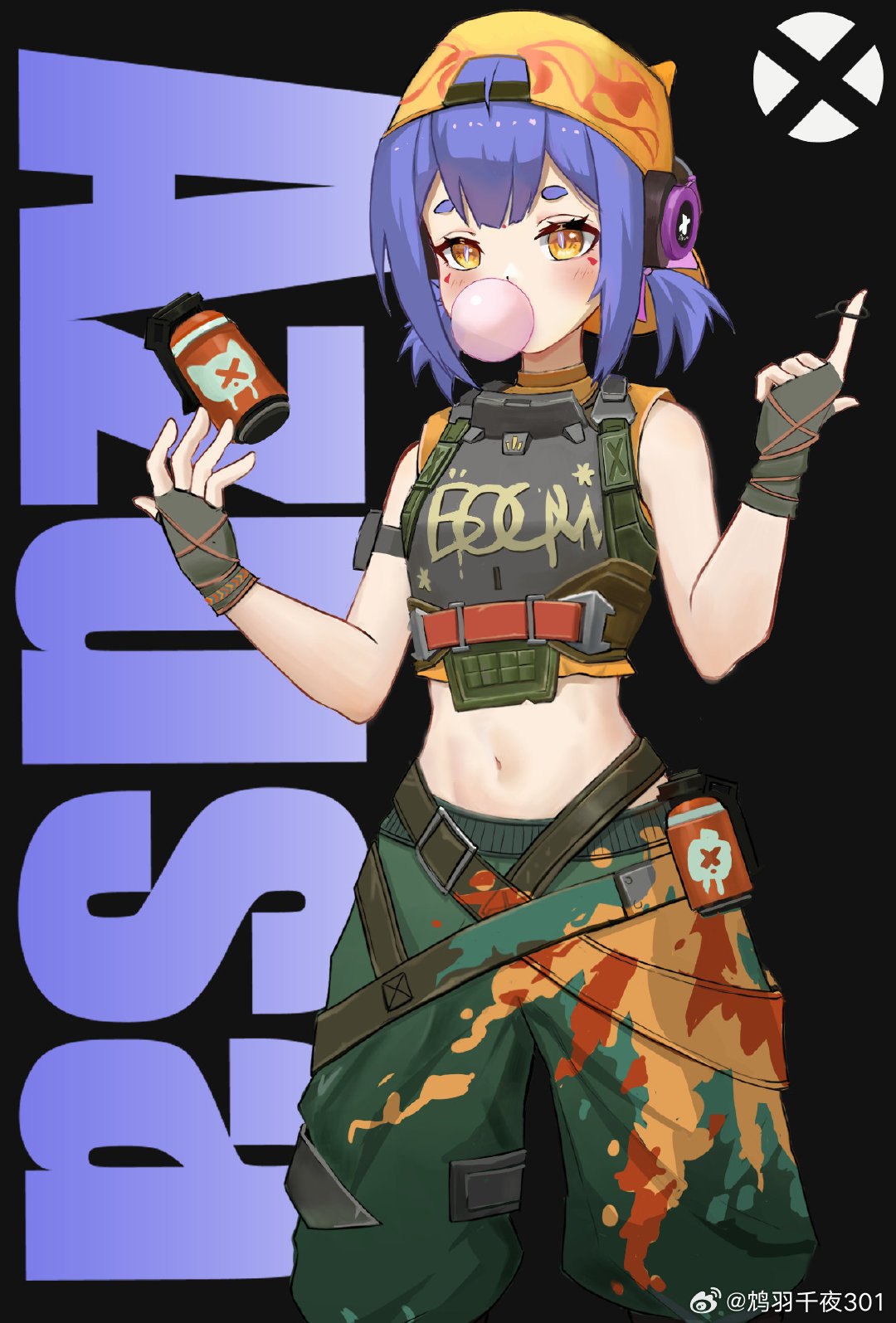 The Big ImageBoard (TBIB) - 1girl azusa (vtuber) azusa official backwards hat belt black gloves ...