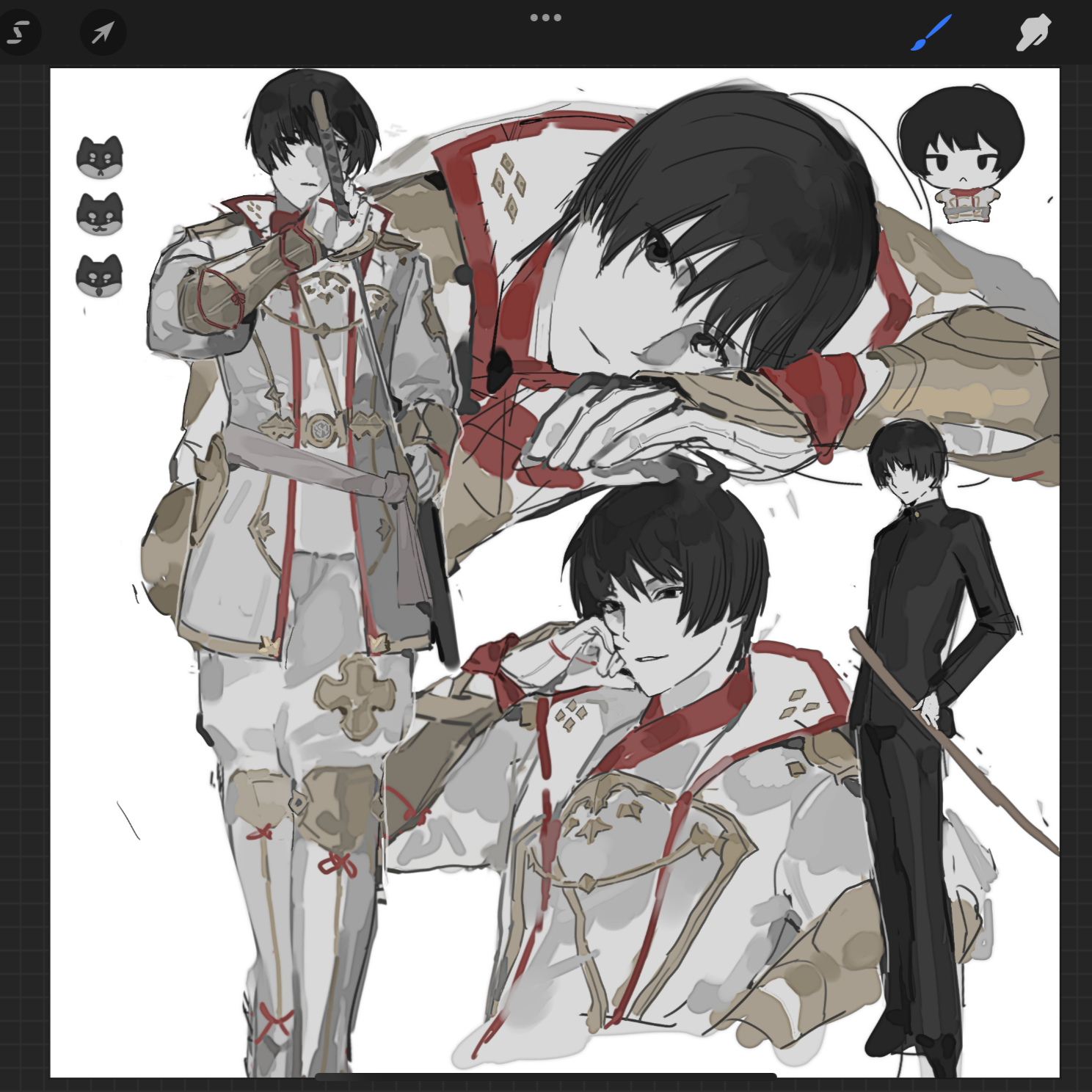 The Big ImageBoard (TBIB) - 1boy arm guards armor art program in frame asahi sas brutus black ...