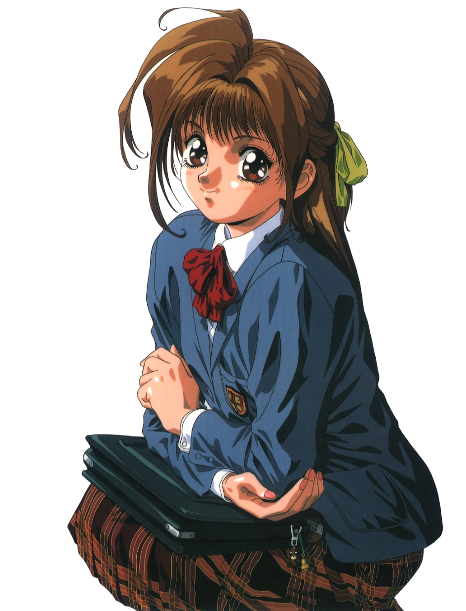 The Big ImageBoard (TBIB) - 1girl blazer blue jacket briefcase brown eyes brown hair hair ribbon ...