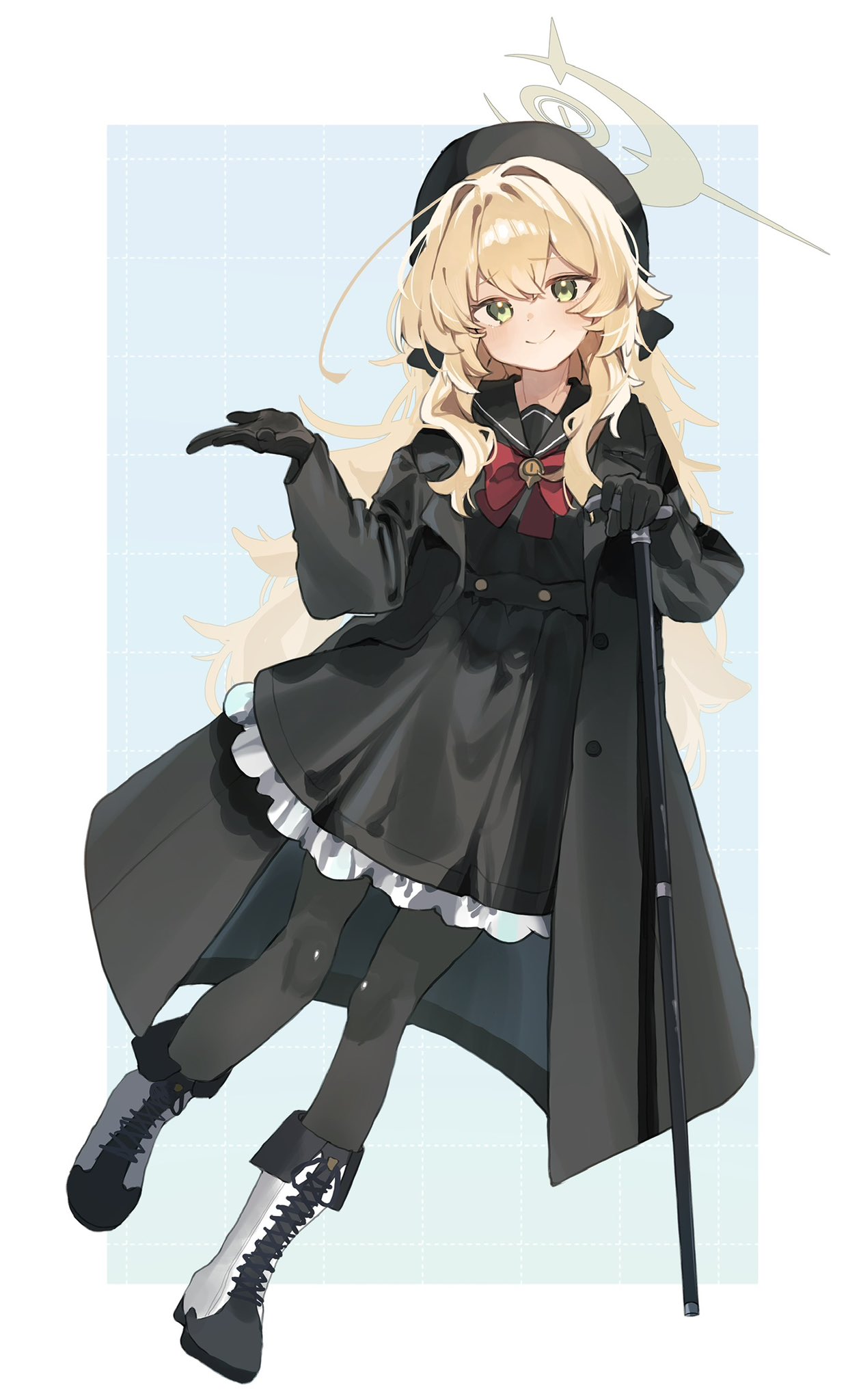 The Big ImageBoard (TBIB) - 1girl beret black coat black gloves black hat black pantyhose black ...