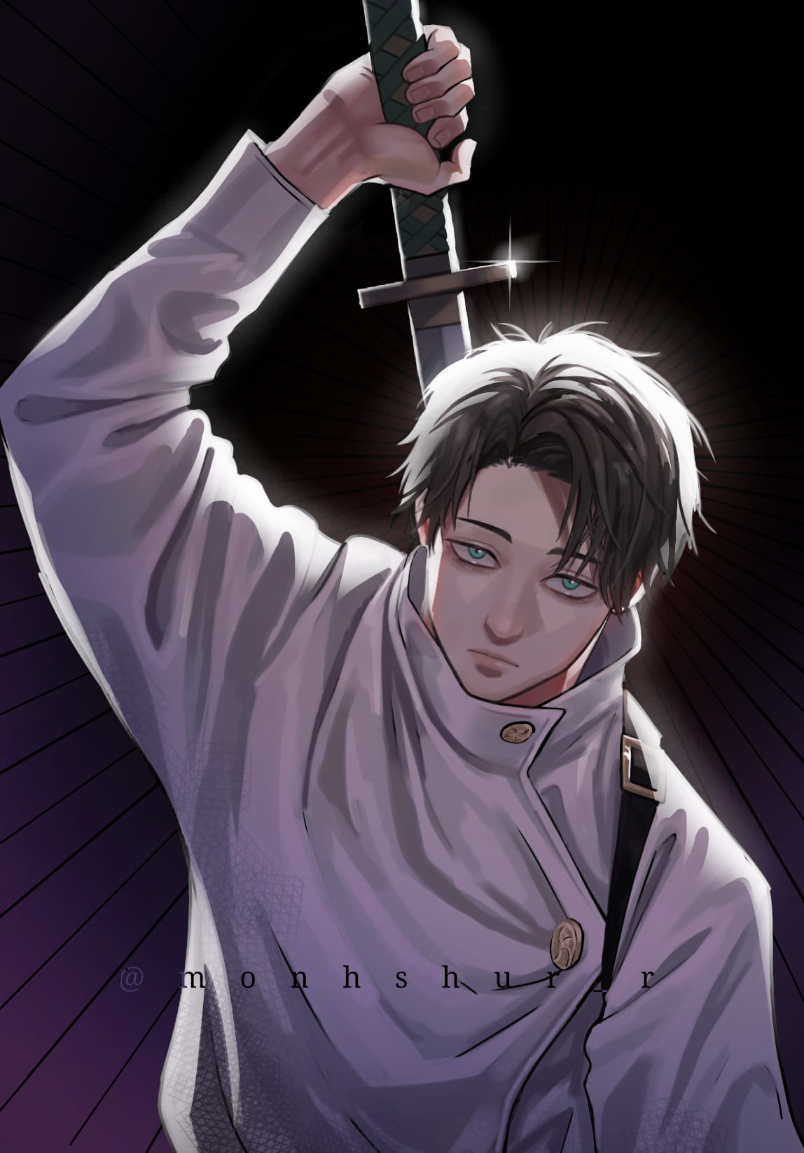 The Big ImageBoard (TBIB) - 1boy backlighting black hair blue eyes ...