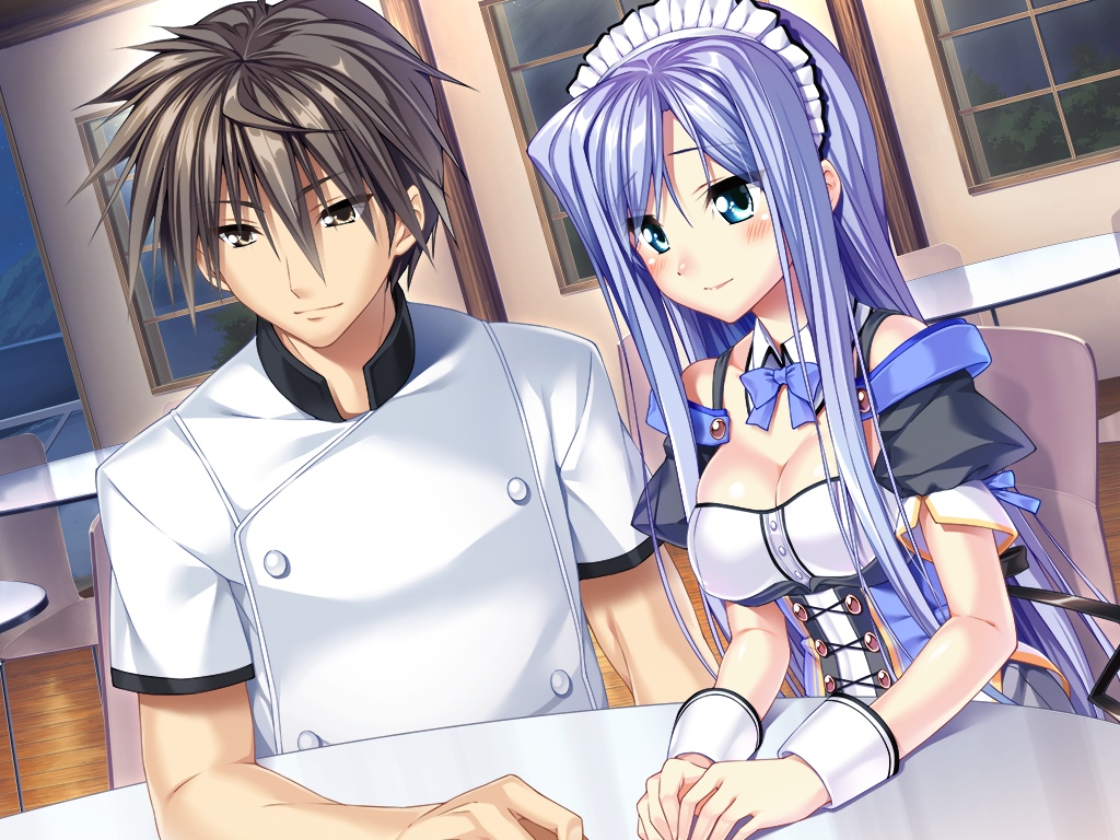 The Big ImageBoard (TBIB) - 1boy 1girl aozora stripe blue eyes blush game cg long hair okazaki ...