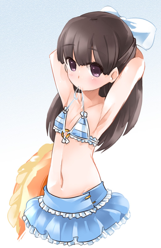 The Big Imageboard Tbib Akihara Nakuru Arms Up Bikini Blush Bow