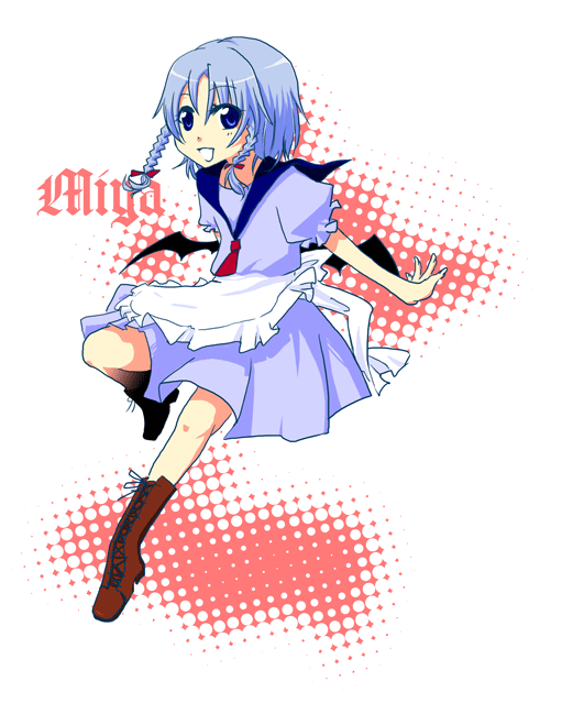 The Big Imageboard Tbib Bat Wings Blue Hair Boots Braid Hair Ribbon