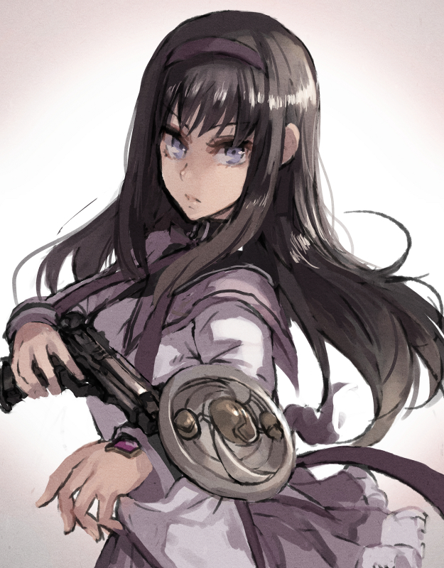 The Big Imageboard Tbib Akemi Homura Black Hair Blue Eyes Gun
