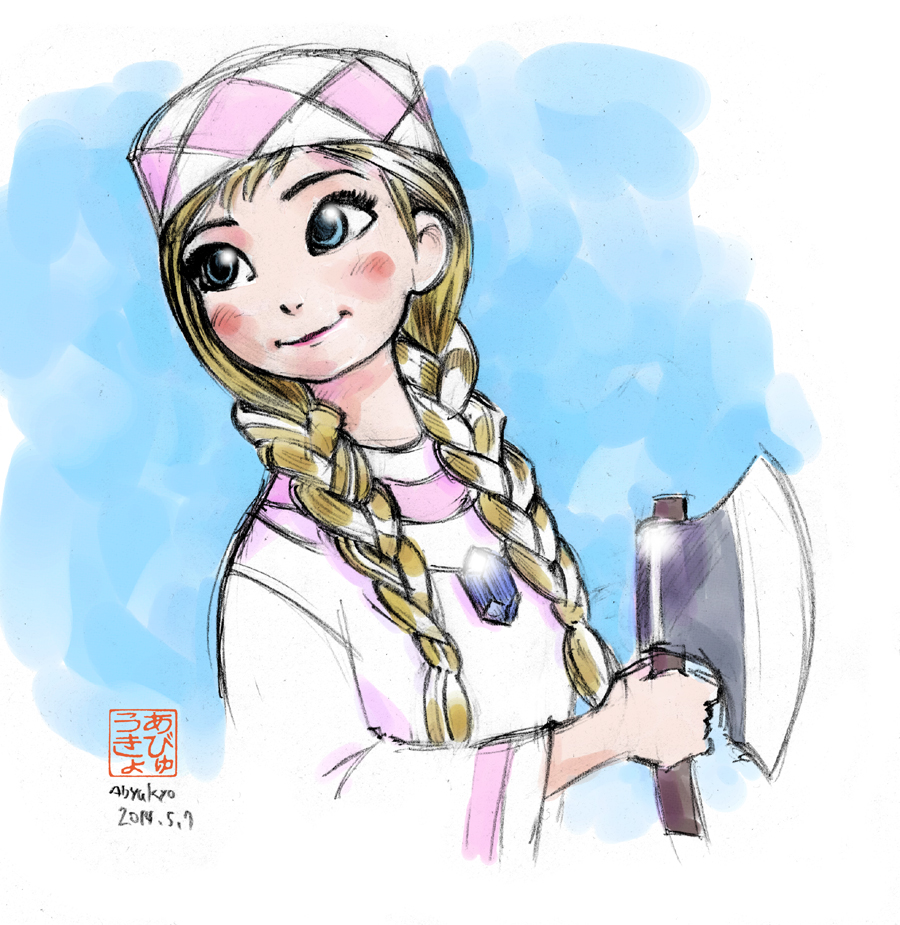 The Big Imageboard Tbib 1girl Abyukyo Anna Frozen Axe Blonde Hair