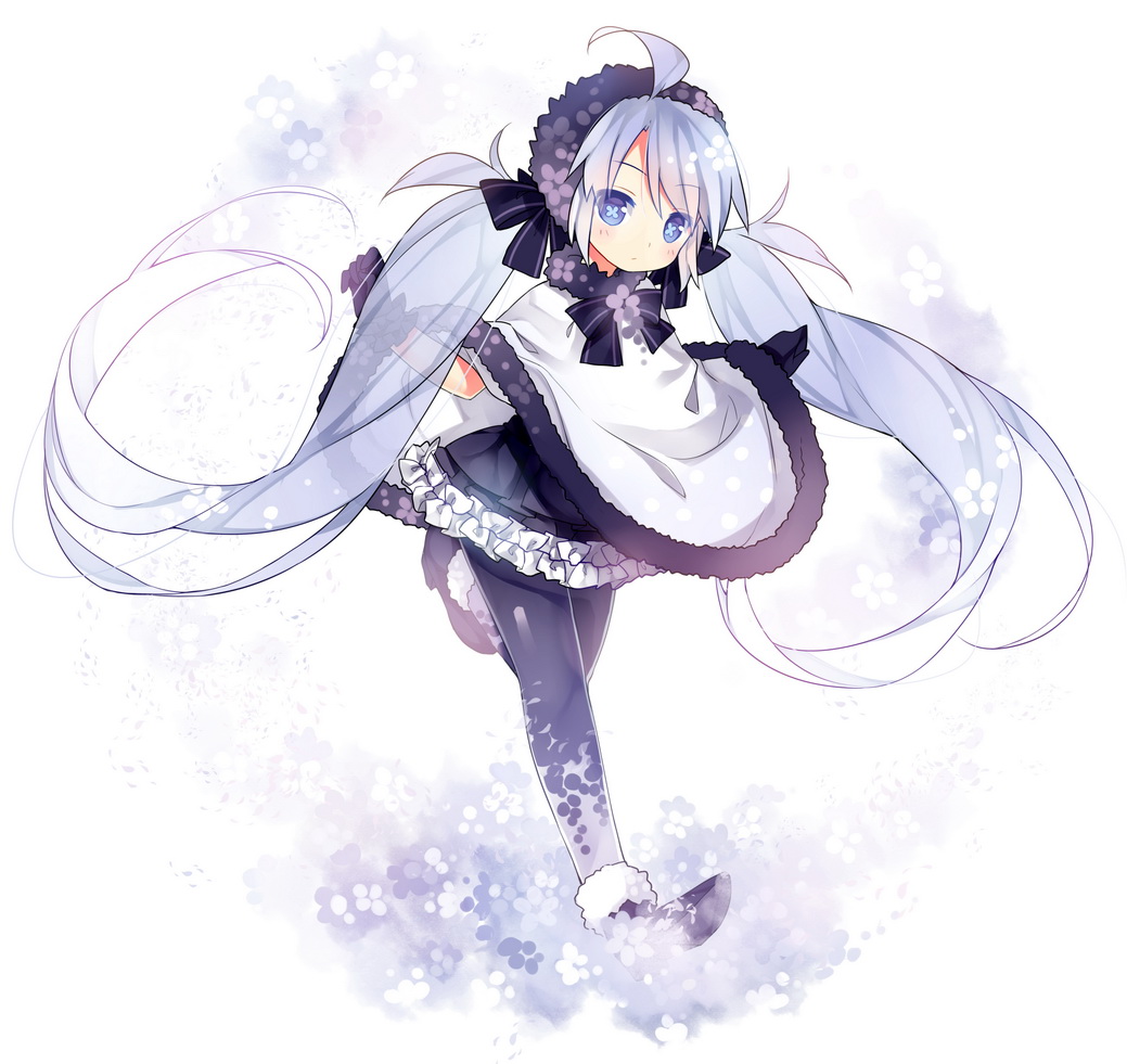 The Big ImageBoard (TBIB) - 1girl ahoge aqua eyes aqua hair black dress black gloves black ...