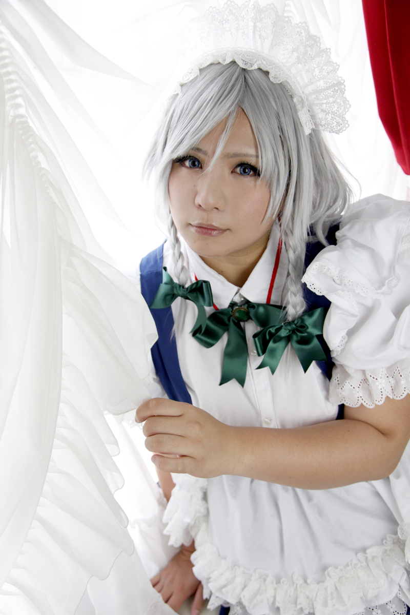 The Big Imageboard Tbib Apron Big Breasts Blue Eyes Braid Breasts Chouzuki Maryou Cosplay 