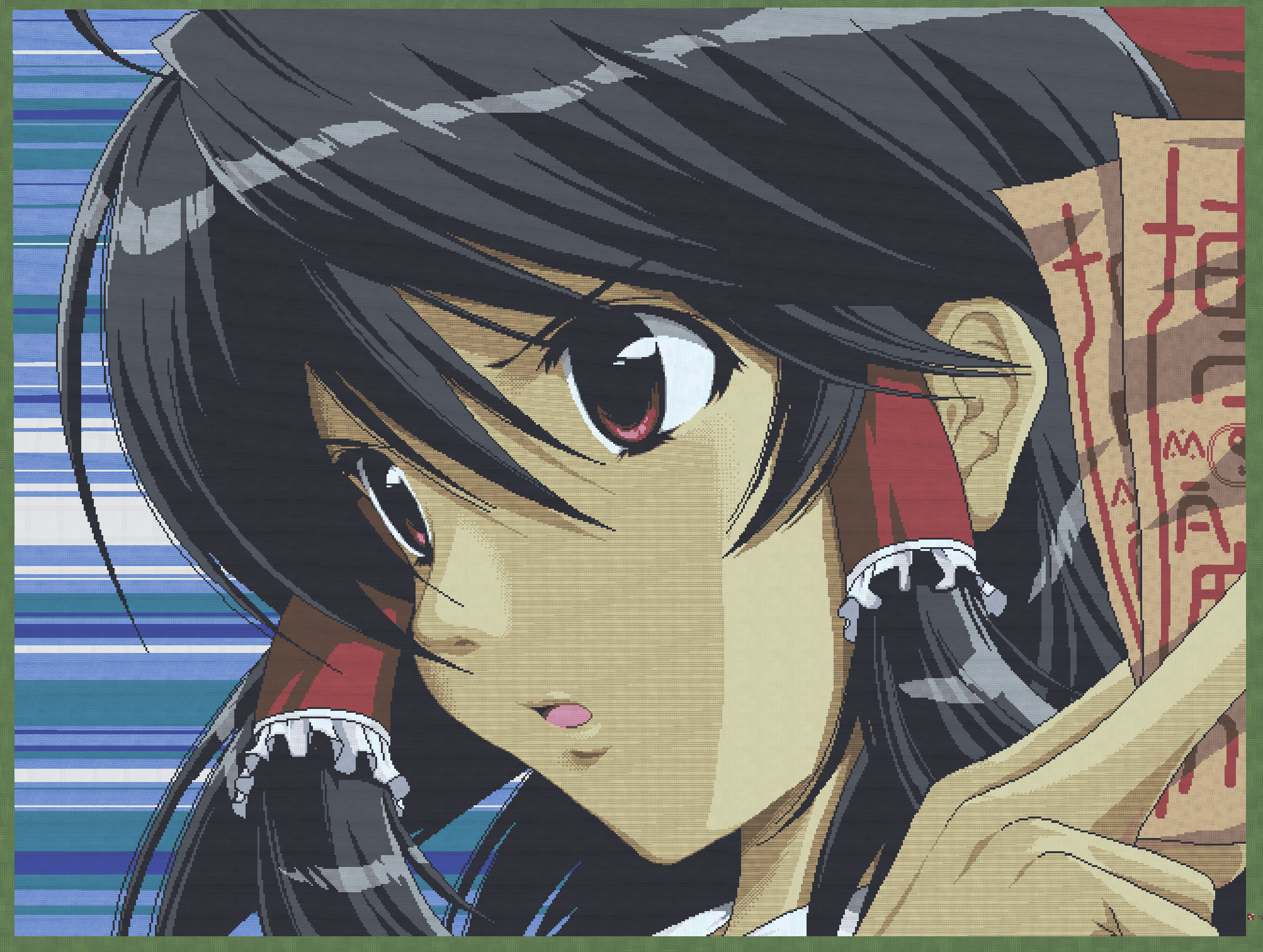 The Big ImageBoard (TBIB) - 1girl black hair border close-up commentary ...