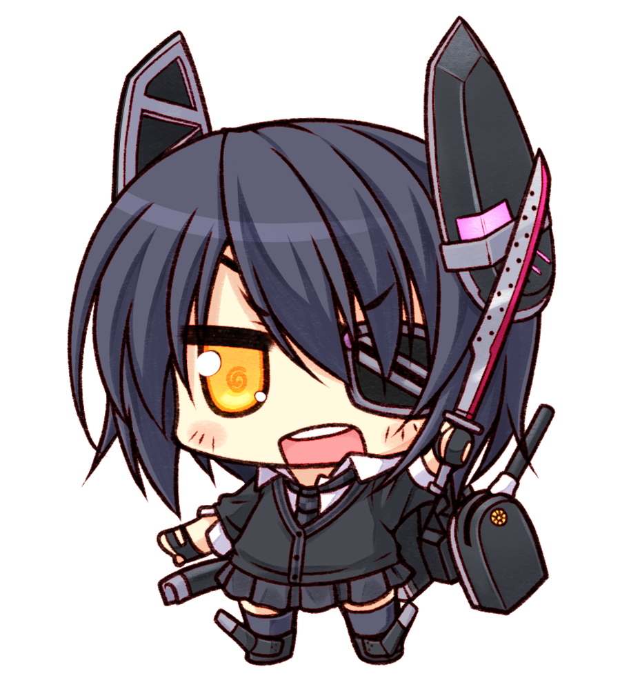 The Big ImageBoard (TBIB) - @ @ blush chibi eyepatch fingerless gloves ...