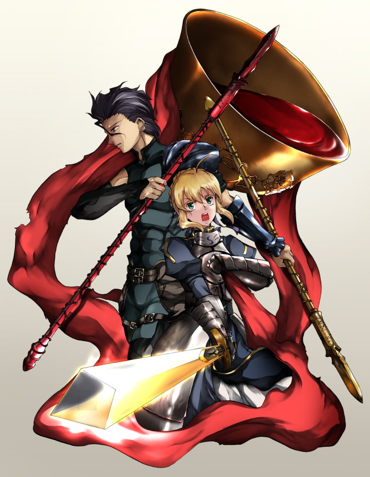 The Big ImageBoard (TBIB) - 1boy 1girl ahoge armor armored dress ...