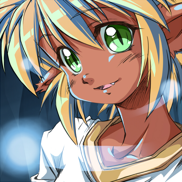 The Big ImageBoard (TBIB) - bad id bad pixiv id blonde hair blue background dark skin fam fang ...