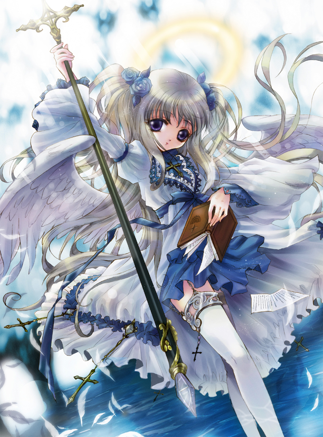 The Big Imageboard Tbib Angel Angel Wings Blonde Hair Blue Eyes