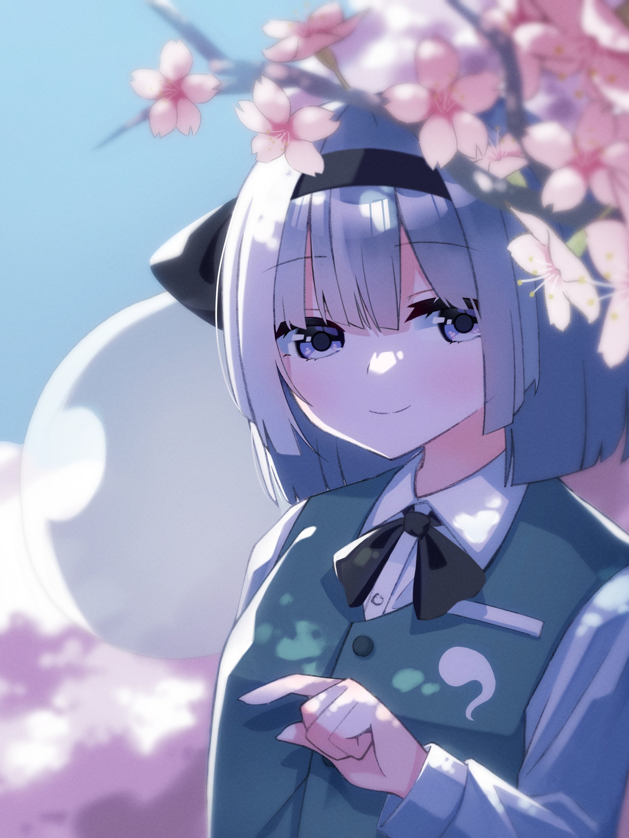 The Big ImageBoard (TBIB) - 1girl absurdres black bow black bowtie black hairband blue eyes blue ...