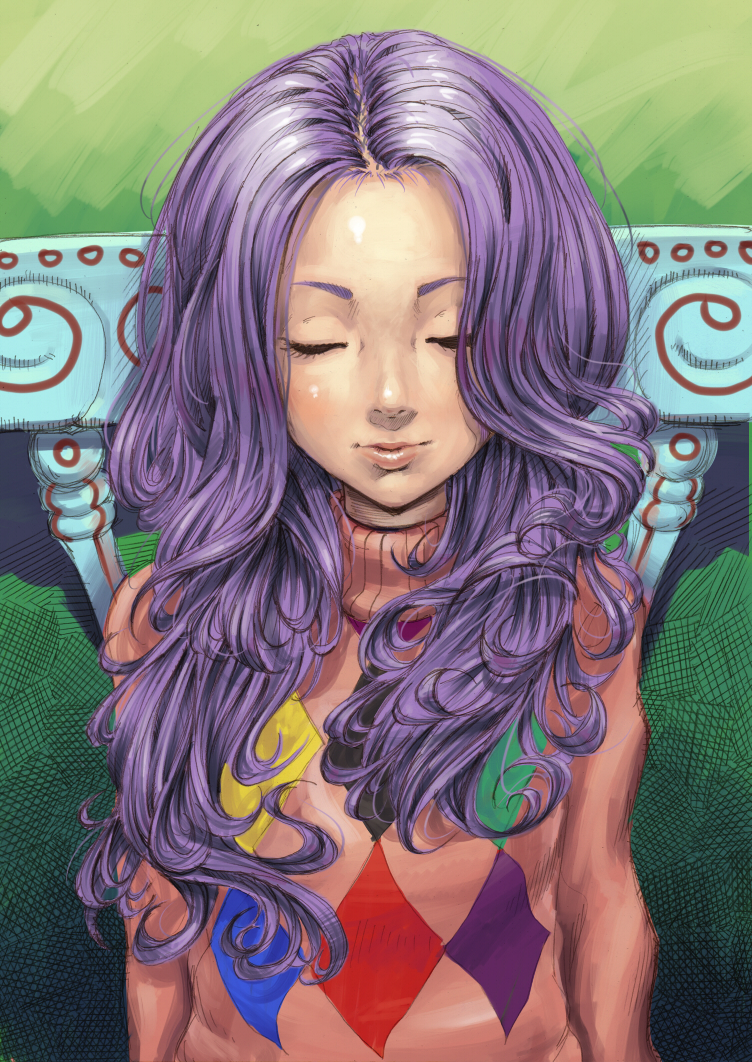 The Big Imageboard Tbib Closed Eyes Hibakari Original Purple Hair